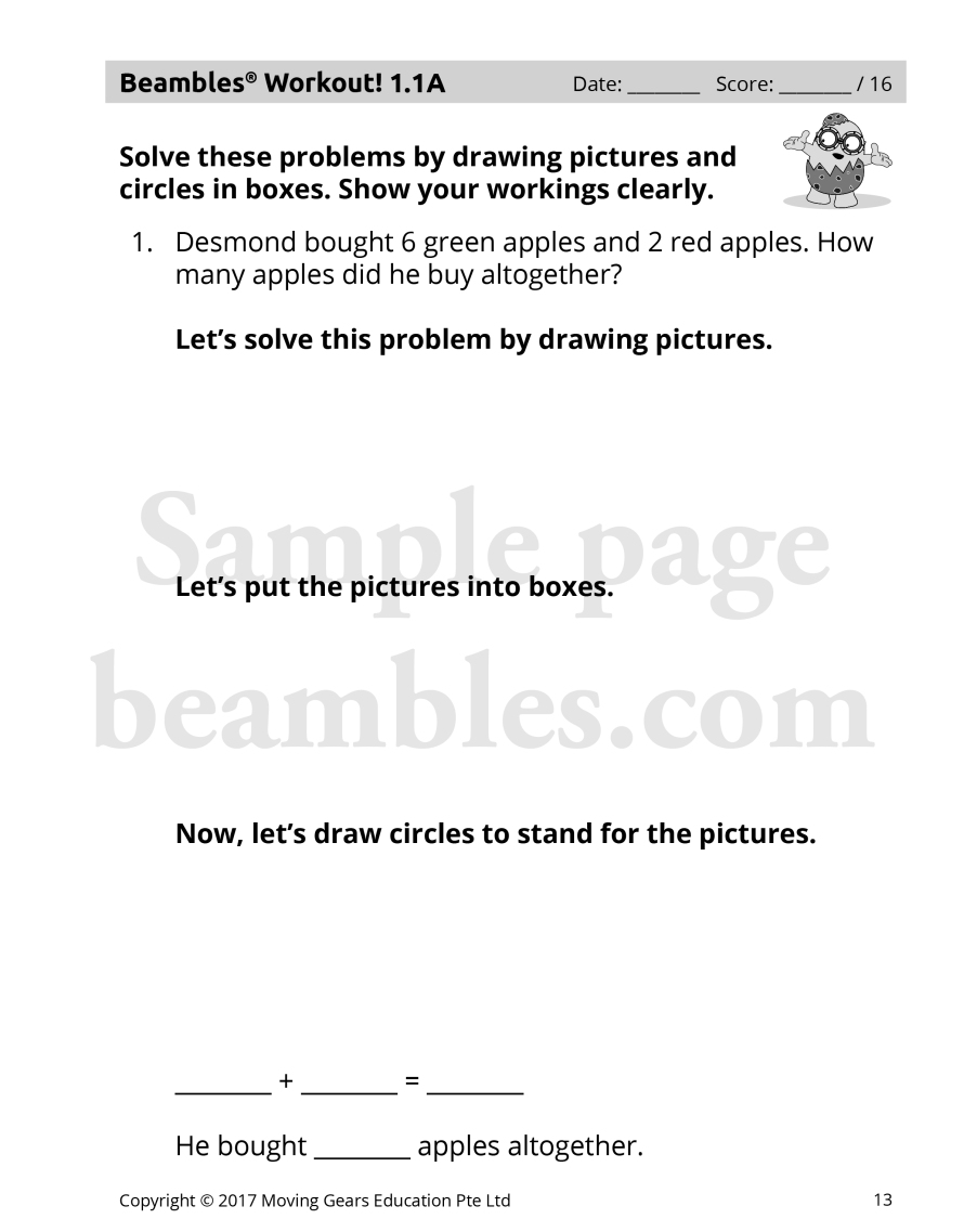 Beambles Mathematics Bar Model Method For First Grade / Grade 1 ...
