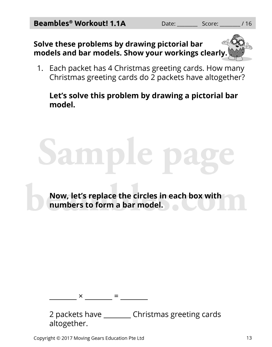 Beambles Mathematics Bar Model Method For First Grade / Grade 1 ...